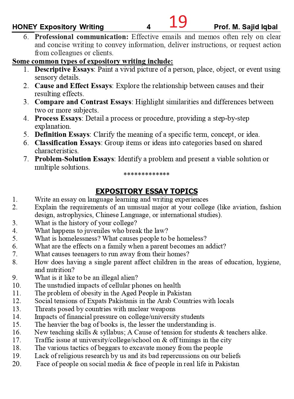 Honey Expository Writing - Honey Books