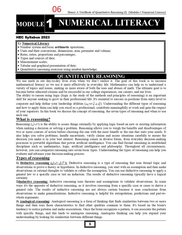 Quantitative Reasoning-I (Exploring Quantitative Skills) - Honey Books