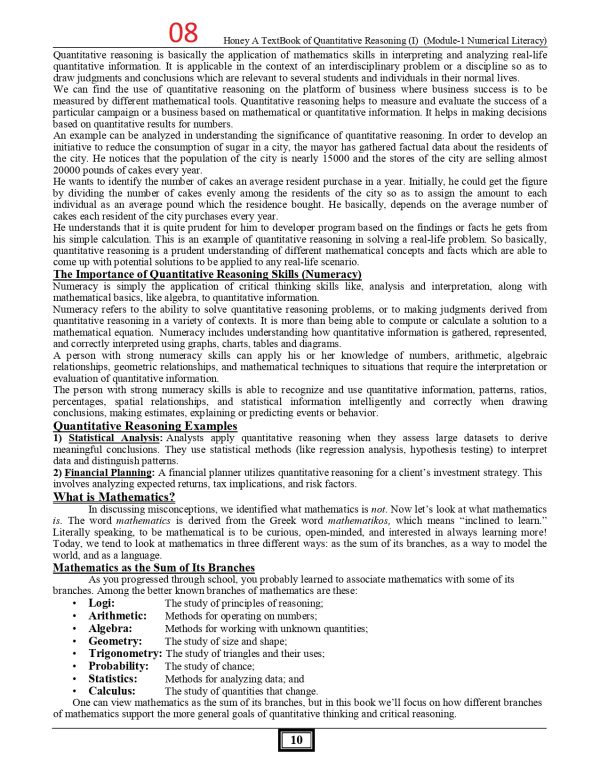 Quantitative Reasoning-I (Exploring Quantitative Skills) - Honey Books