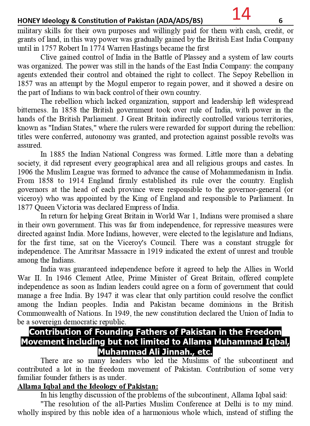 Ideology & Constitution of Pakistan - Honey Books